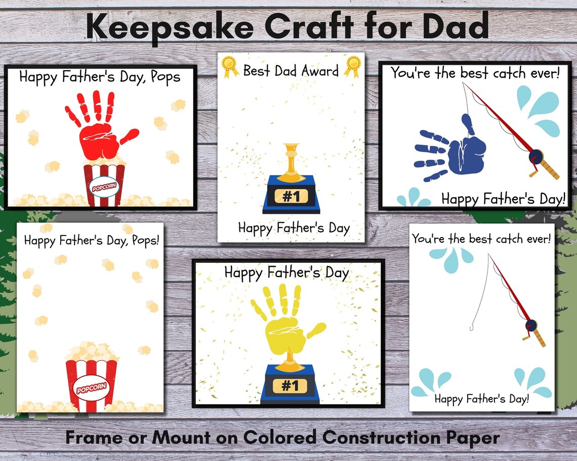 Father's Day Kids Handprint Craft Bundle, Keepsake Craft for Dad ...