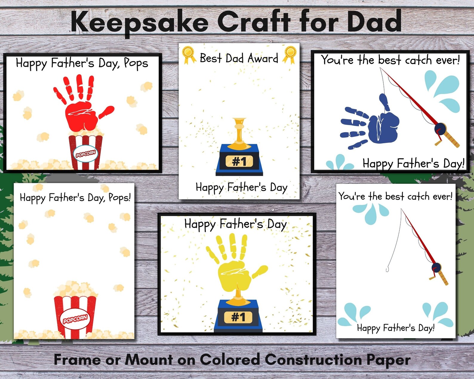 Father's Day Kids Handprint Craft Bundle, Keepsake Craft for Dad ...