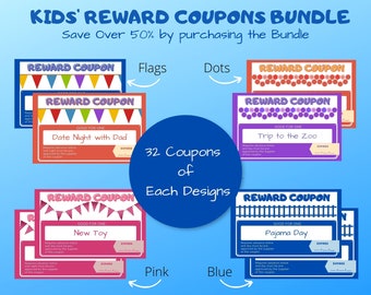 Printable Kid Coupons Kids Coupon Book Instant Digital Download Rainbow ...