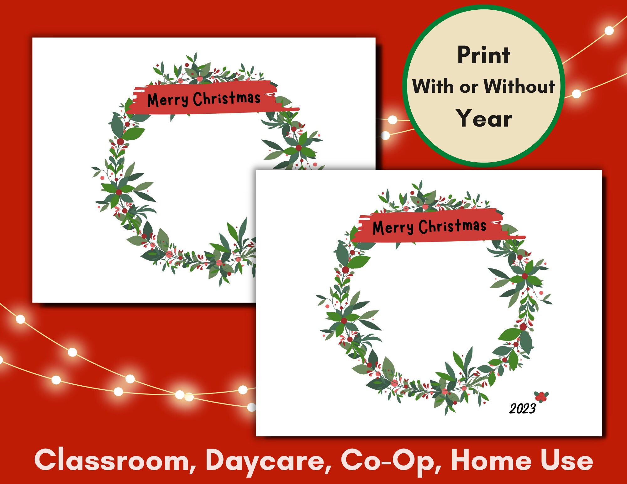 Christmas Handprint Art for Kids Printable Merry Christmas Wreath ...