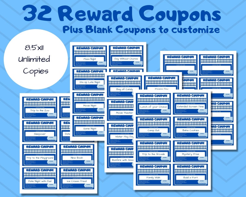 Kids Reward Coupons Instant Download Coupons Kids Coupon Printable ...