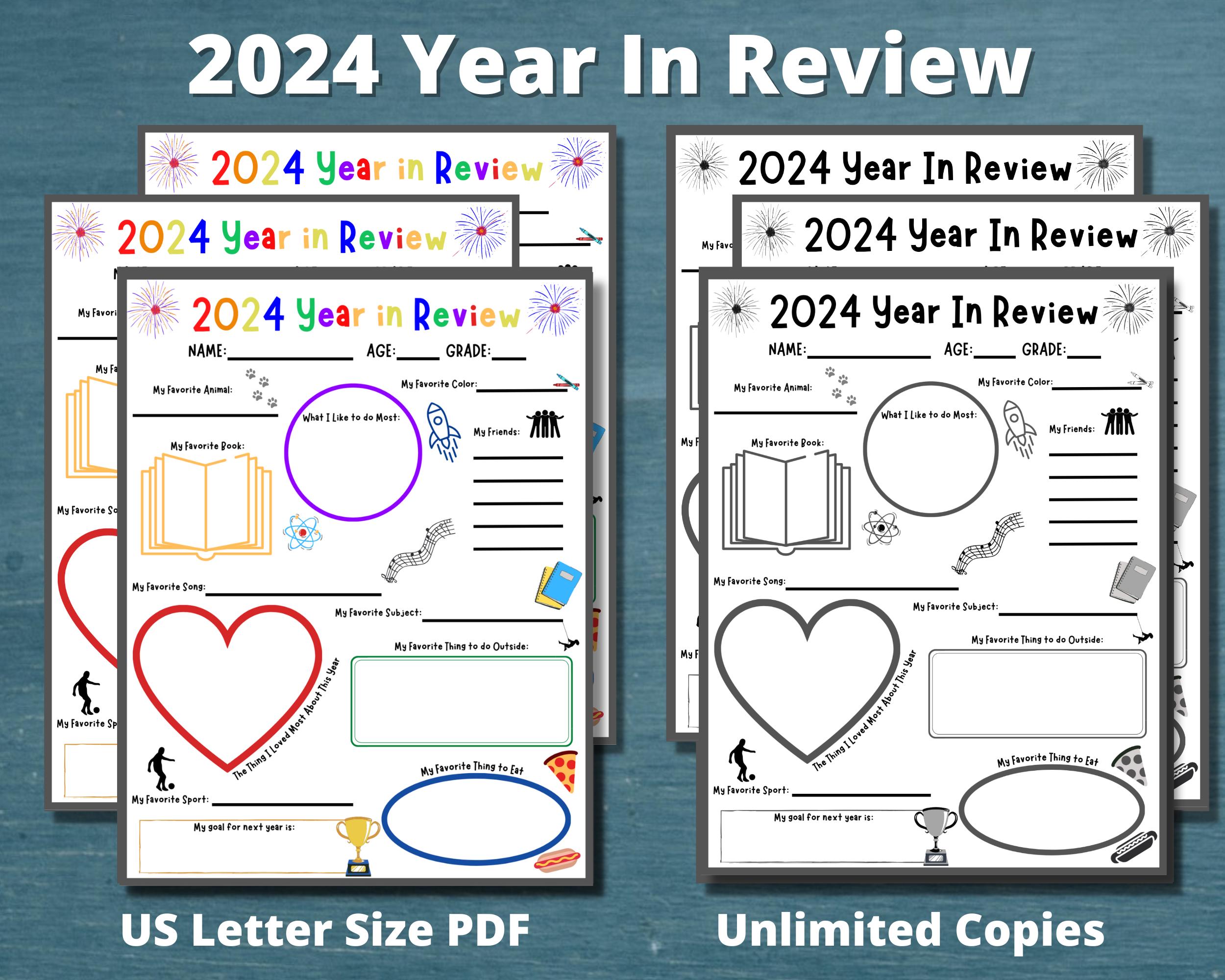 Kids Year in Review 2024 Printable New Year's Eve Activity for Kids ...