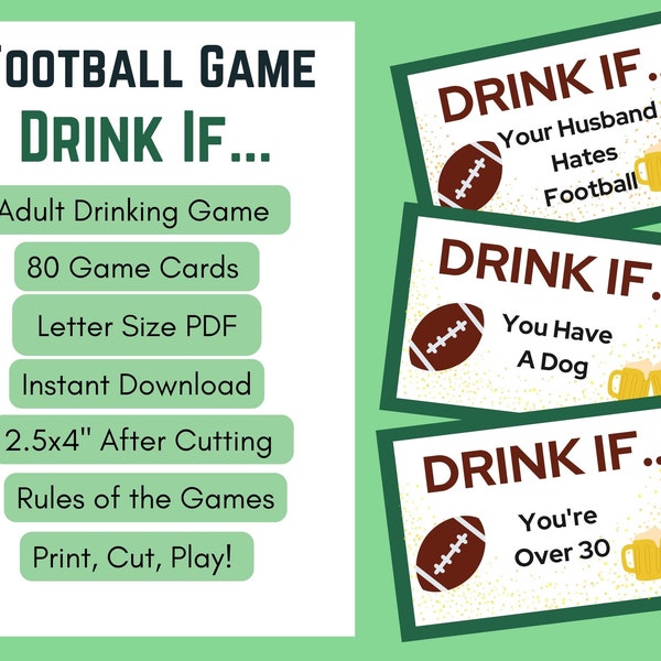 Football Drinking Game Printable - Etsy