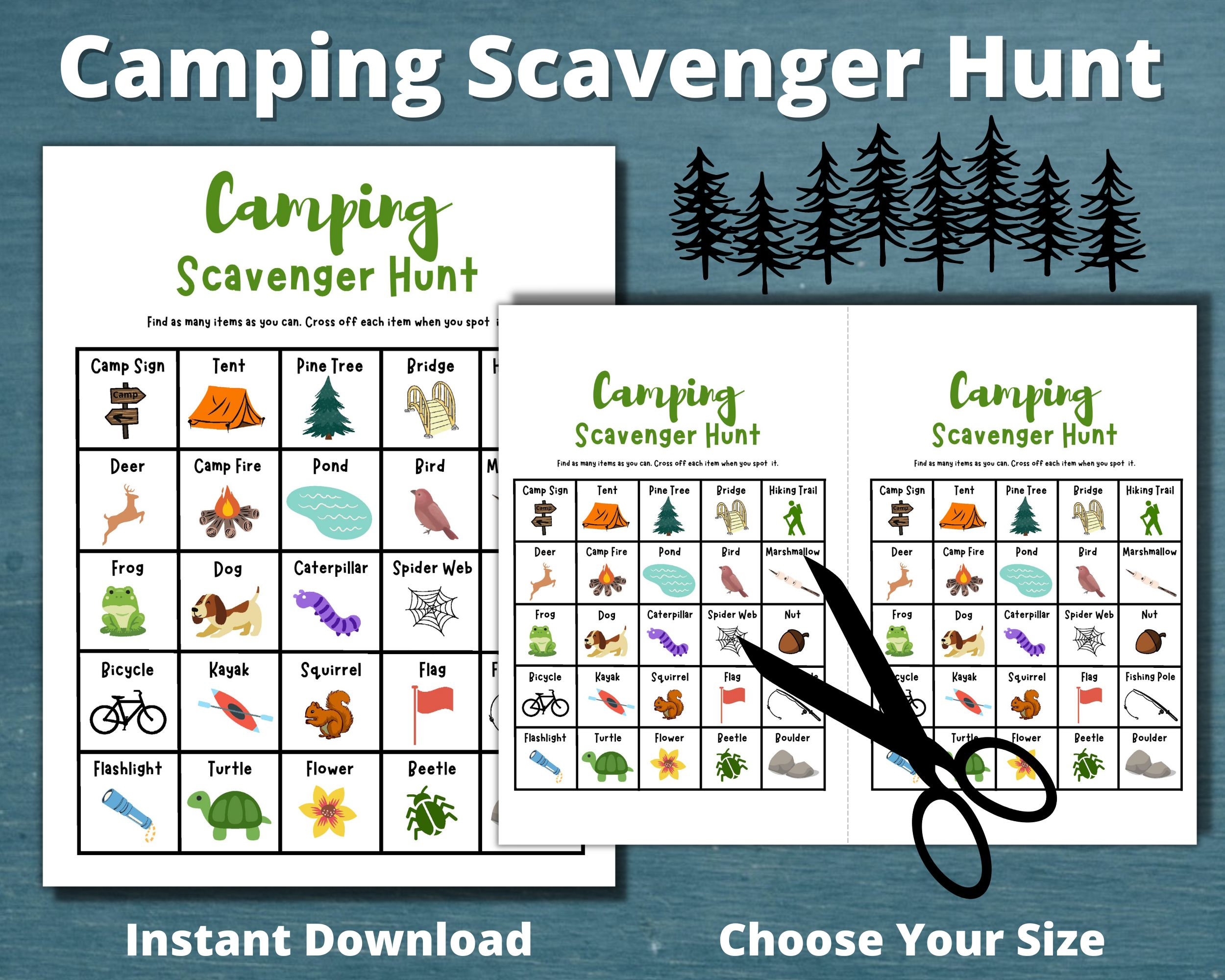 Camping Scavenger Hunt for Kids, Printable Campground Activity ...