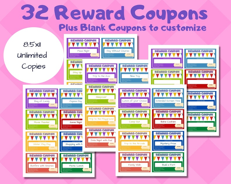 Kids Reward Coupons | Instant Download Coupons | Kids Coupon Printable ...