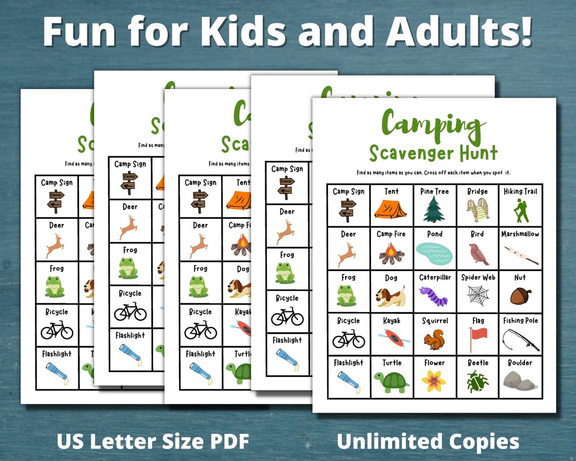 Camping Scavenger Hunt for Kids, Printable Campground Activity ...