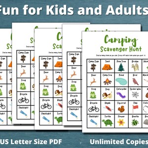 Camping Scavenger Hunt for Kids, Printable Campground Activity ...