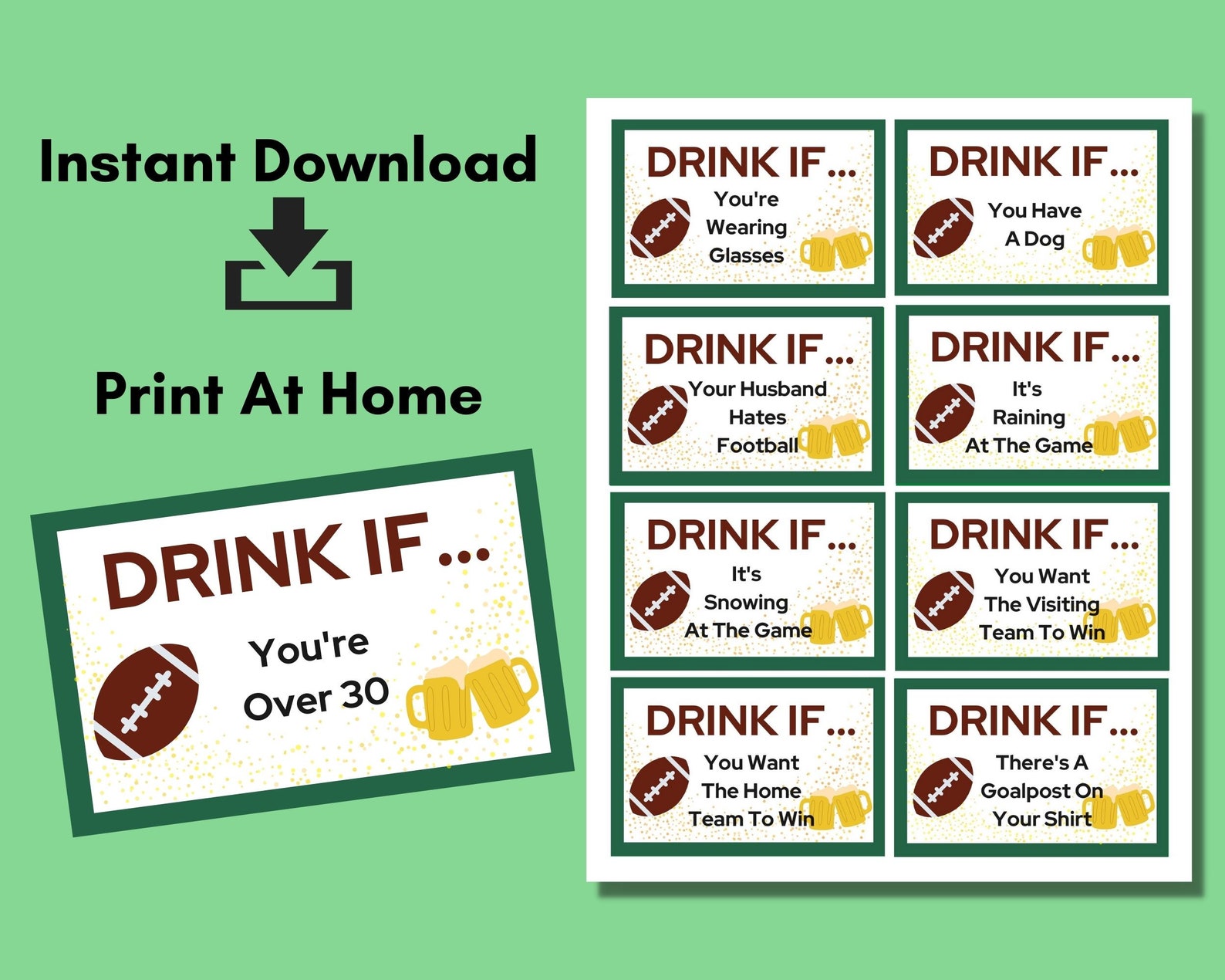 Football Drink If Game | Football Party Game | Football Beer Drinking ...