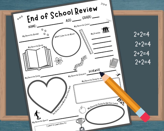 Kids Year in Review End of School Questionnaire Students - Etsy