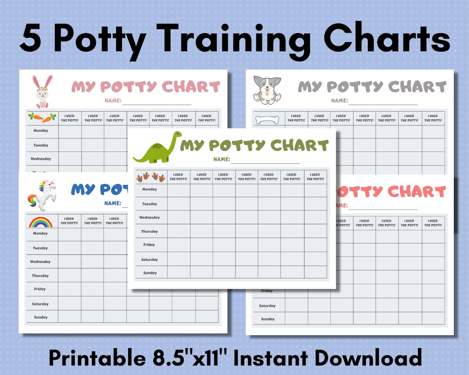 Potty Training Chart, Toddler Potty Chart, Printable Kids Chart, Potty ...