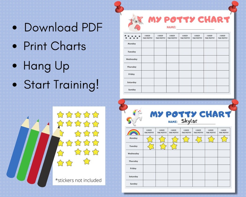 Potty Training Chart Toddler Potty Chart Printable Kids - Etsy