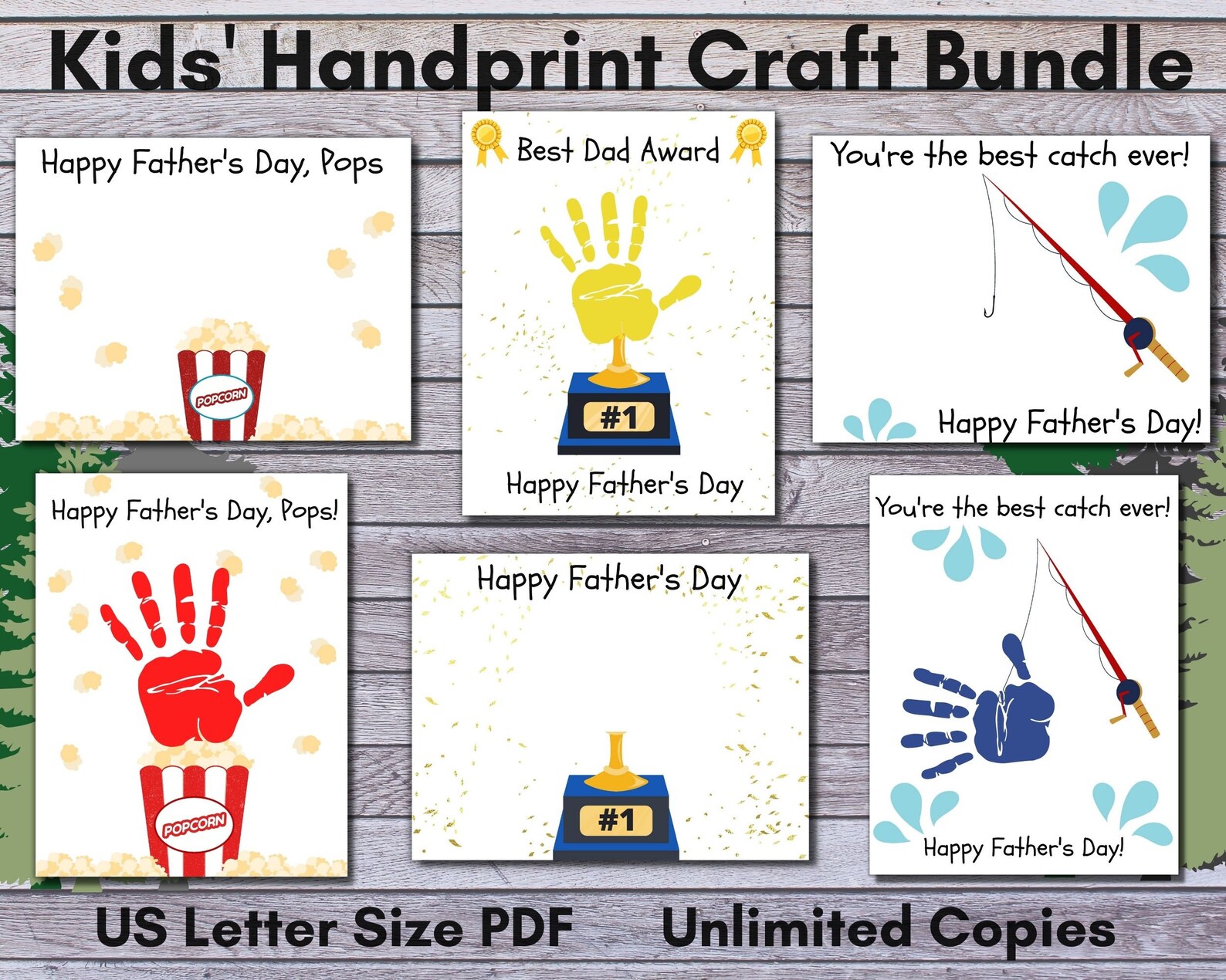 Father's Day Kids Handprint Craft Bundle, Keepsake Craft for Dad ...
