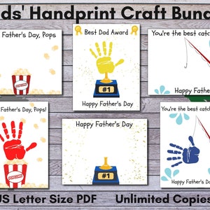 Father's Day Kids Handprint Craft Bundle, Keepsake Craft for Dad ...