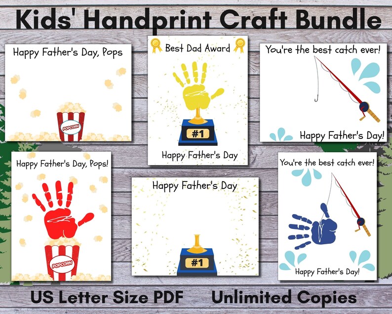 Father's Day Kids Handprint Craft Bundle, Keepsake Craft for Dad ...