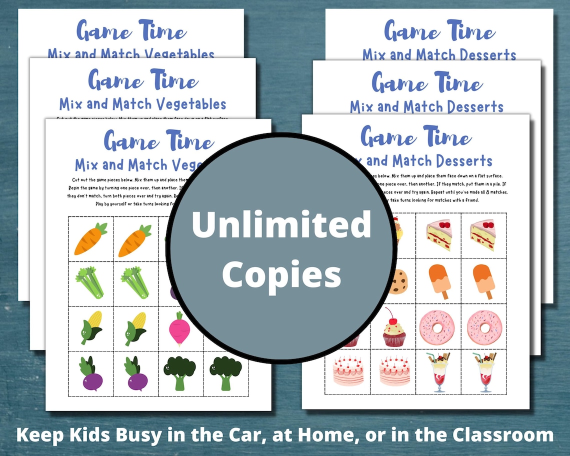 Memory Games for Kids Printable, Matching Games for Toddlers, Preschool ...
