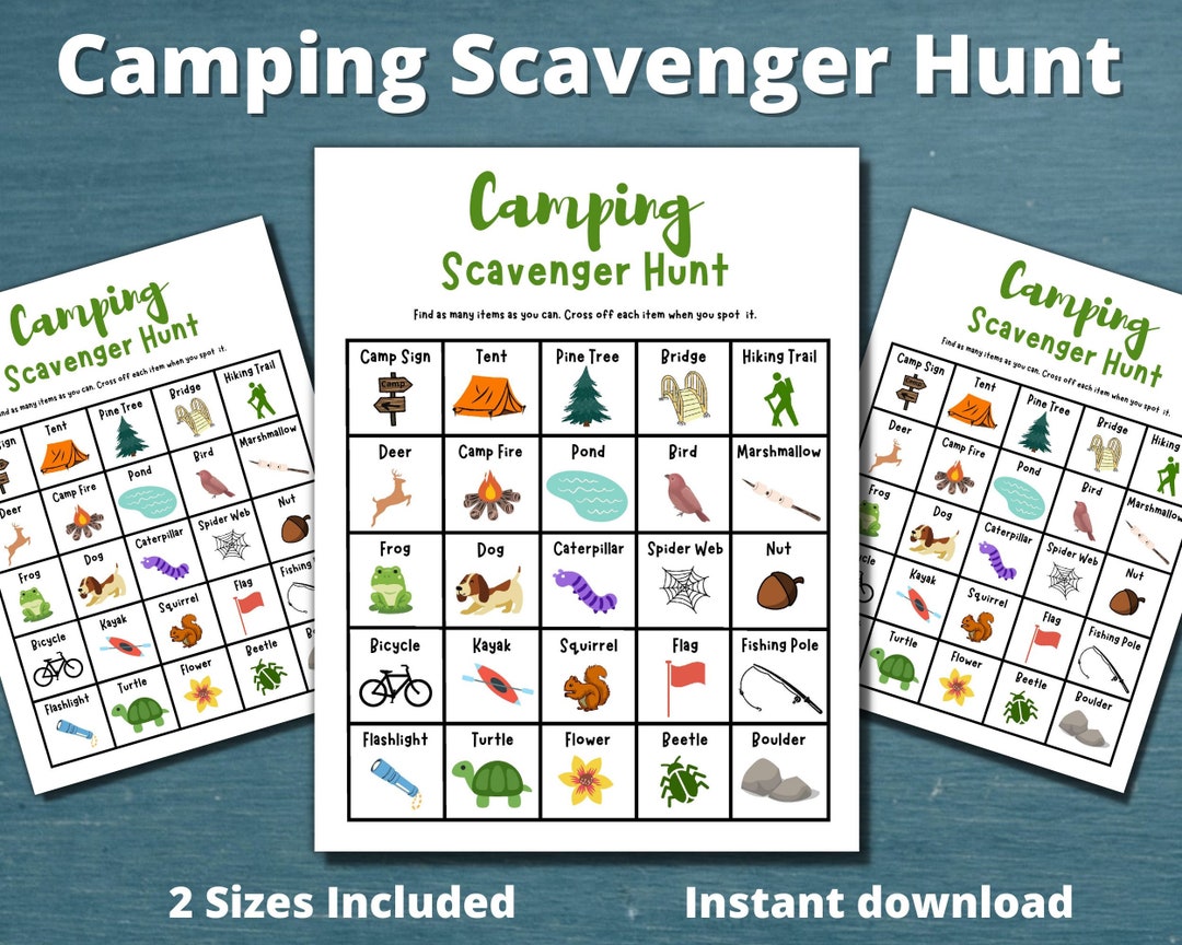 Camping Scavenger Hunt for Kids, Printable Campground Activity ...