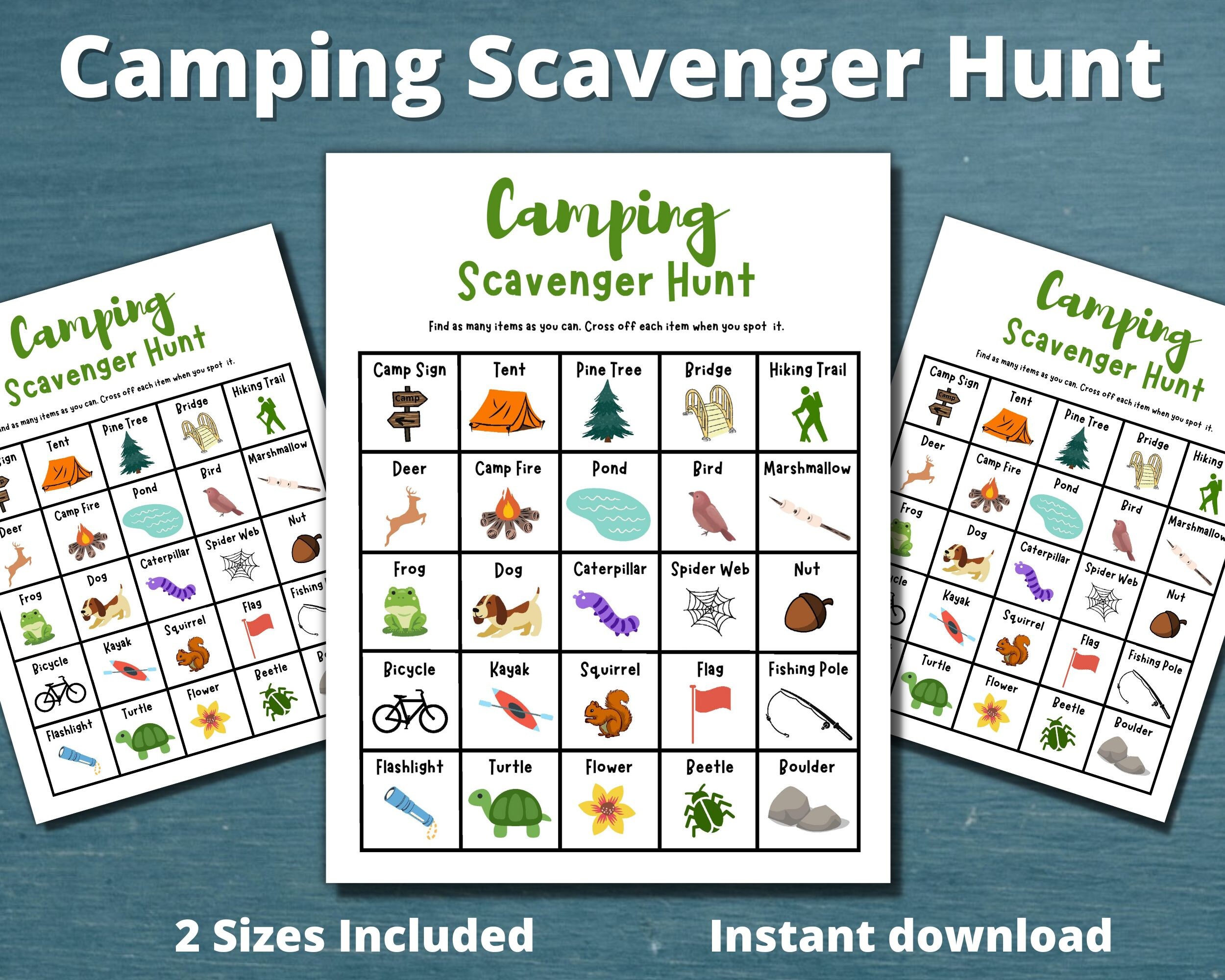 Camping Scavenger Hunt for Kids, Printable Campground Activity ...
