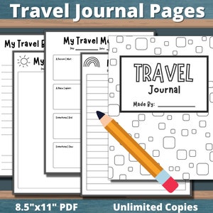 Printable Kids Travel Journal Pages, Summer Travel Journal, Travel Log ...