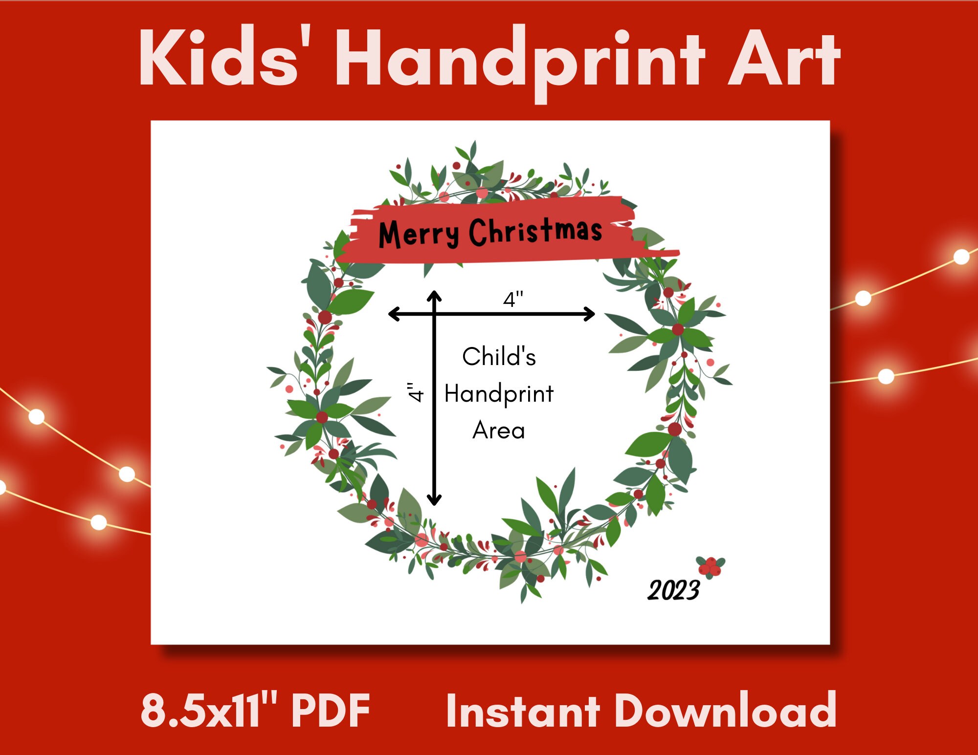 Christmas Handprint Art for Kids Printable Merry Christmas Wreath ...