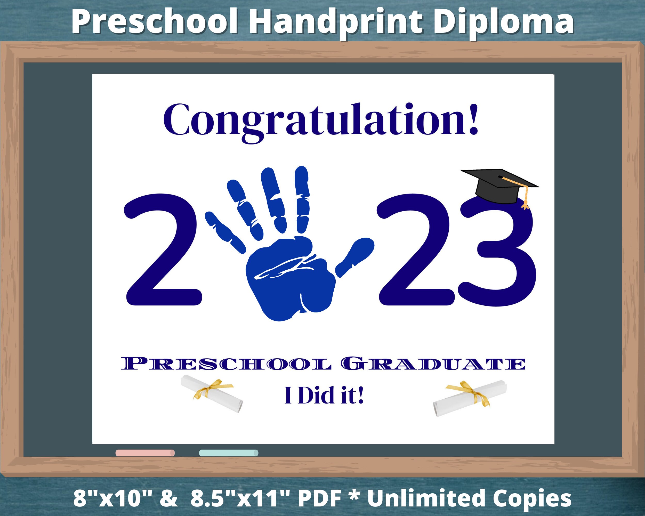 Preschool Graduation Handprint Diploma, Kid Keepsake Handprint Craft ...