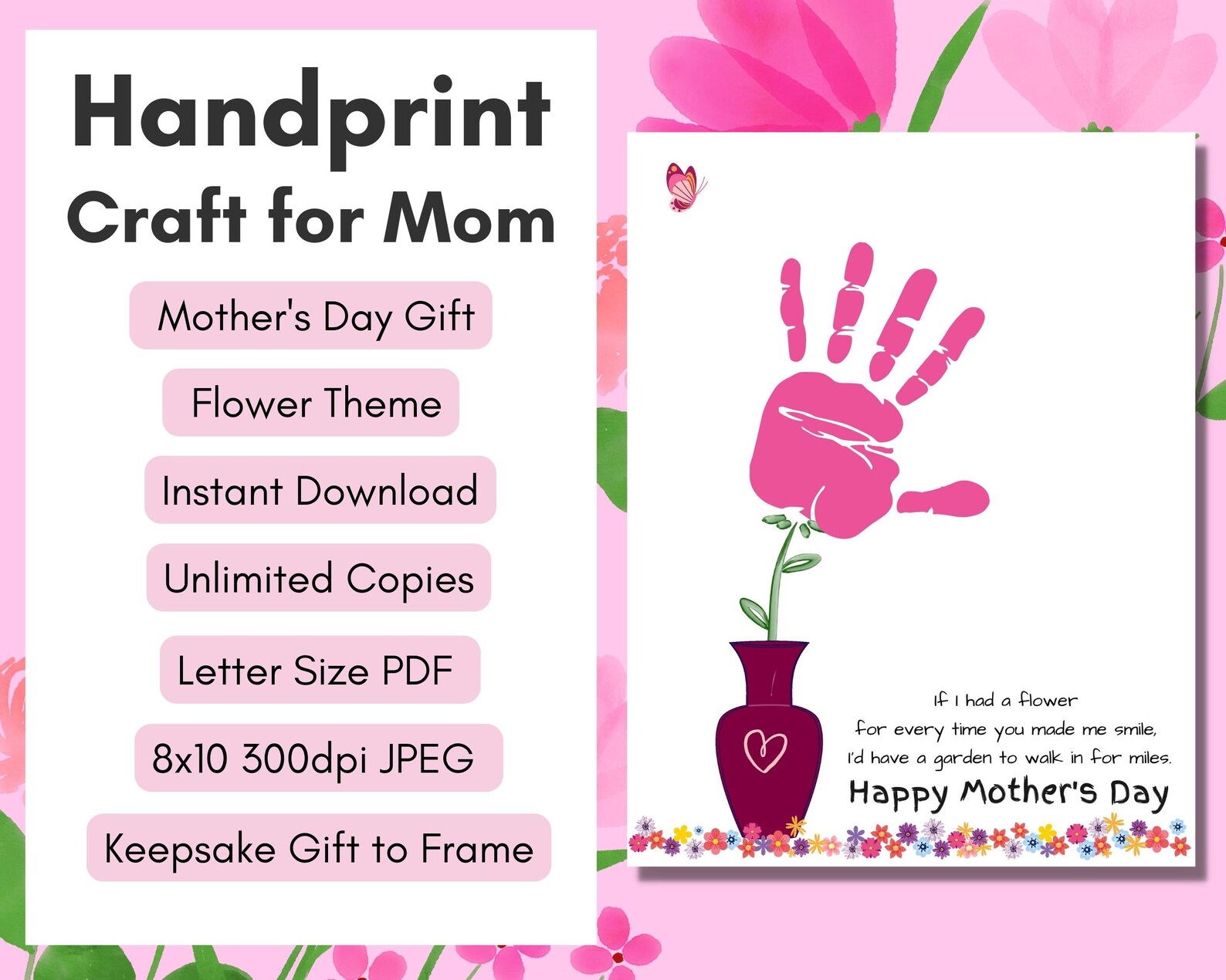 Happy Mother's Day Handprint Craft Kids Handprint Art - Etsy