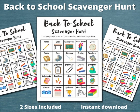 Back to School Scavenger Hunt for Kids Kids Printable - Etsy