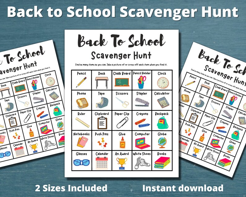 Back to School Scavenger Hunt for Kids, Kids Printable Scavenger Hunt ...