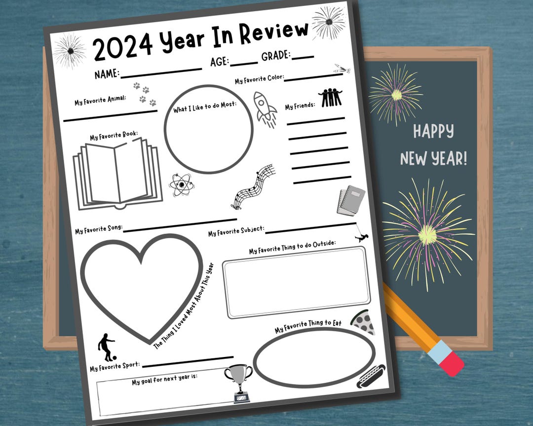 Kids Year in Review 2024 Printable New Year's Eve Activity for Kids ...