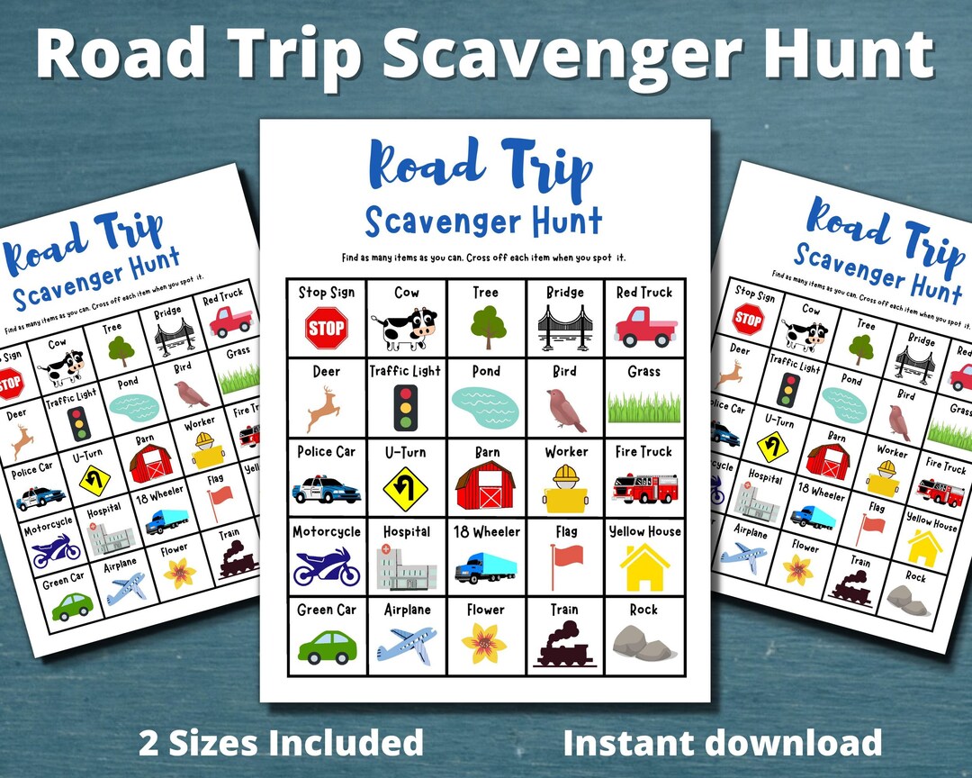 Road Trip Scavenger Hunt for Kids, Travel Scavenger Hunt, Printable ...
