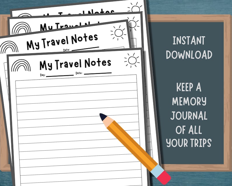 Printable Kids Travel Journal Pages Summer Travel Journal - Etsy