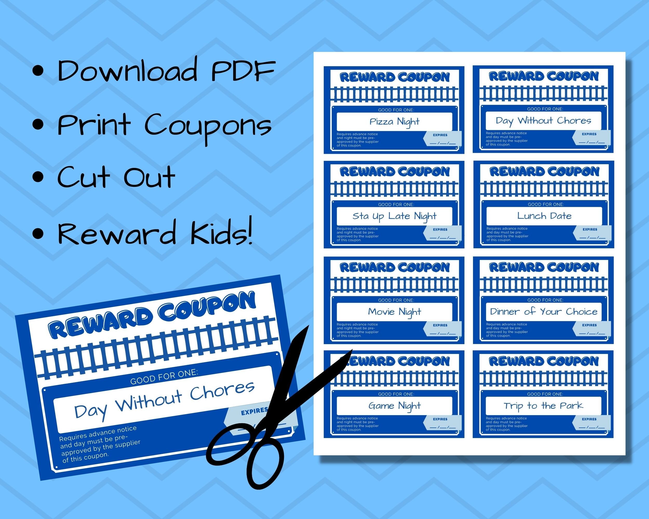 Kids Reward Coupons Instant Download Coupons Kids Coupon Printable ...