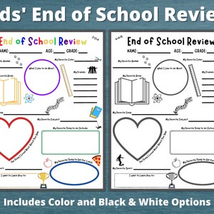 Kids Year in Review, End of School Questionnaire, Students Interview ...