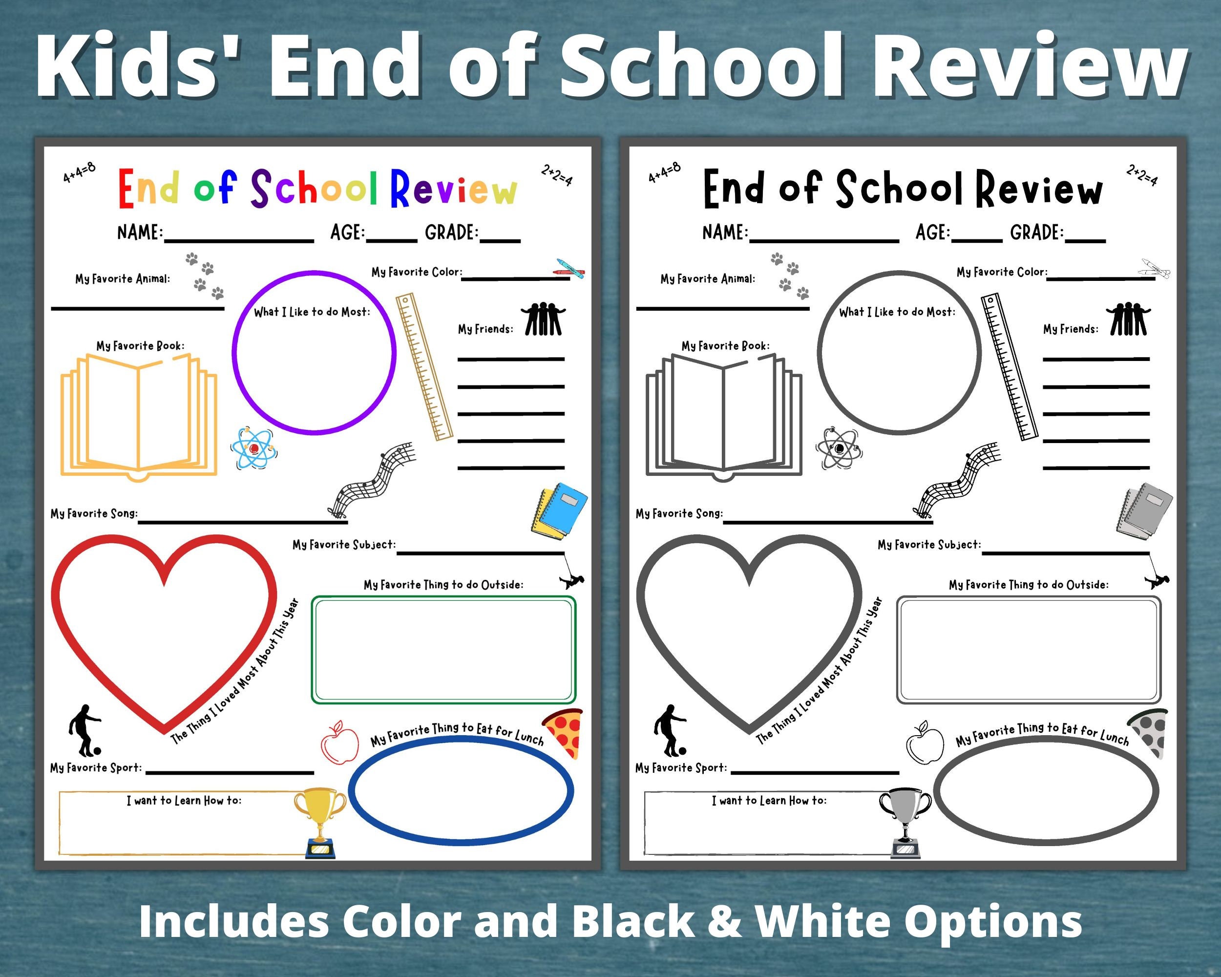 Kids Year in Review, End of School Questionnaire, Students Interview ...