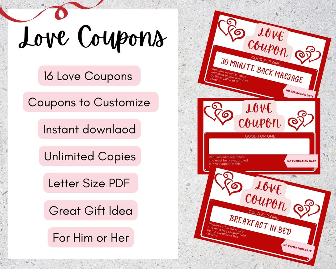 Love Coupons Valentine's Day Coupons Couples Coupons Printable Coupons ...