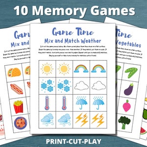Memory Games for Kids Printable, Matching Games for Toddlers, Preschool ...