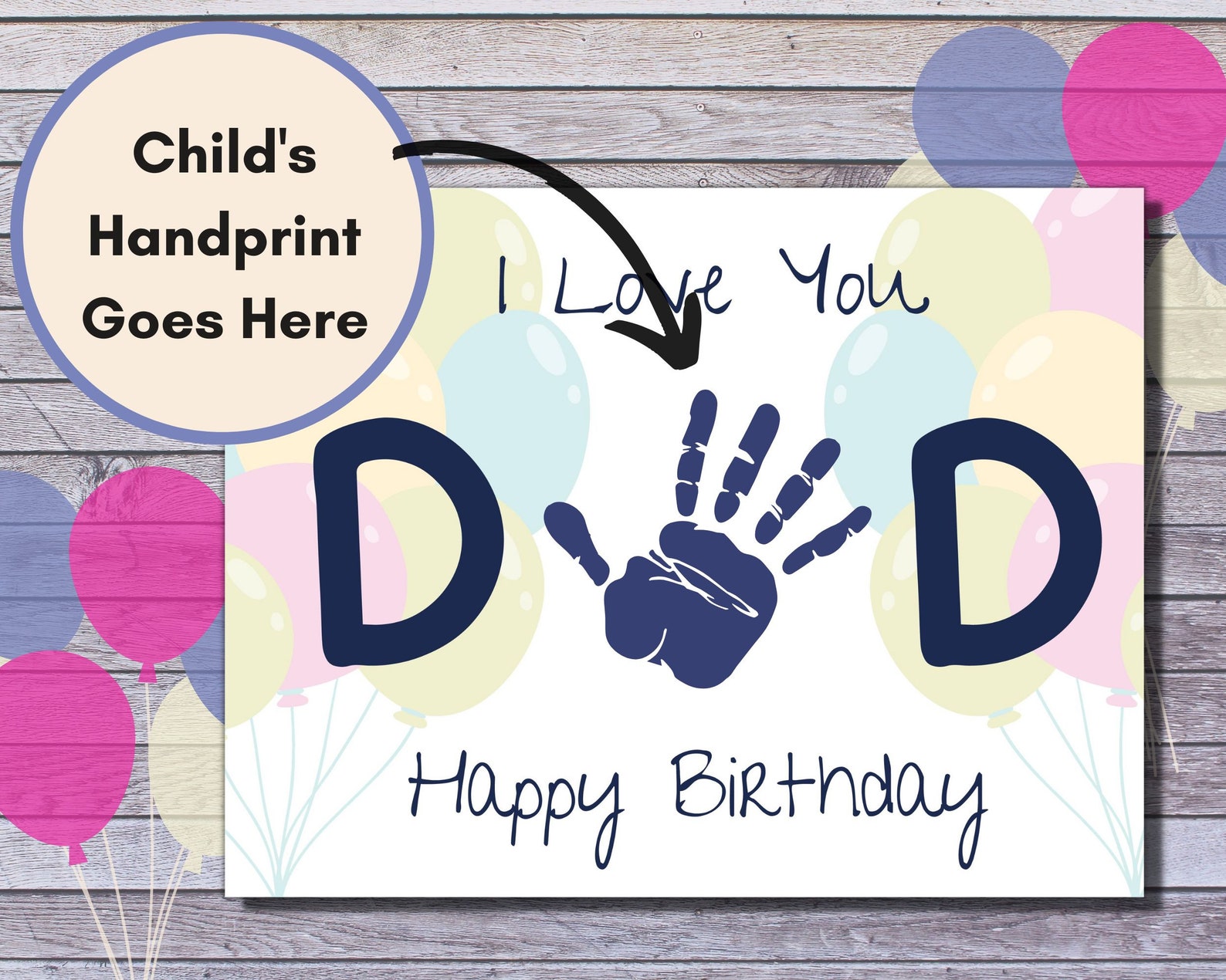 Happy Birthday Dad Handprint Craft, Kids Handprint for Dad, DIY ...