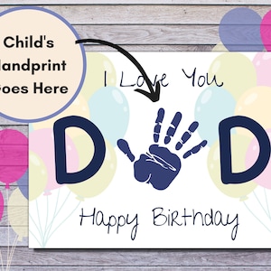 Happy Birthday Dad Handprint Craft, Kids Handprint for Dad, DIY ...