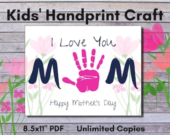 Printable Mother's Day Handprint Craft, Kids Handprint Activity ...