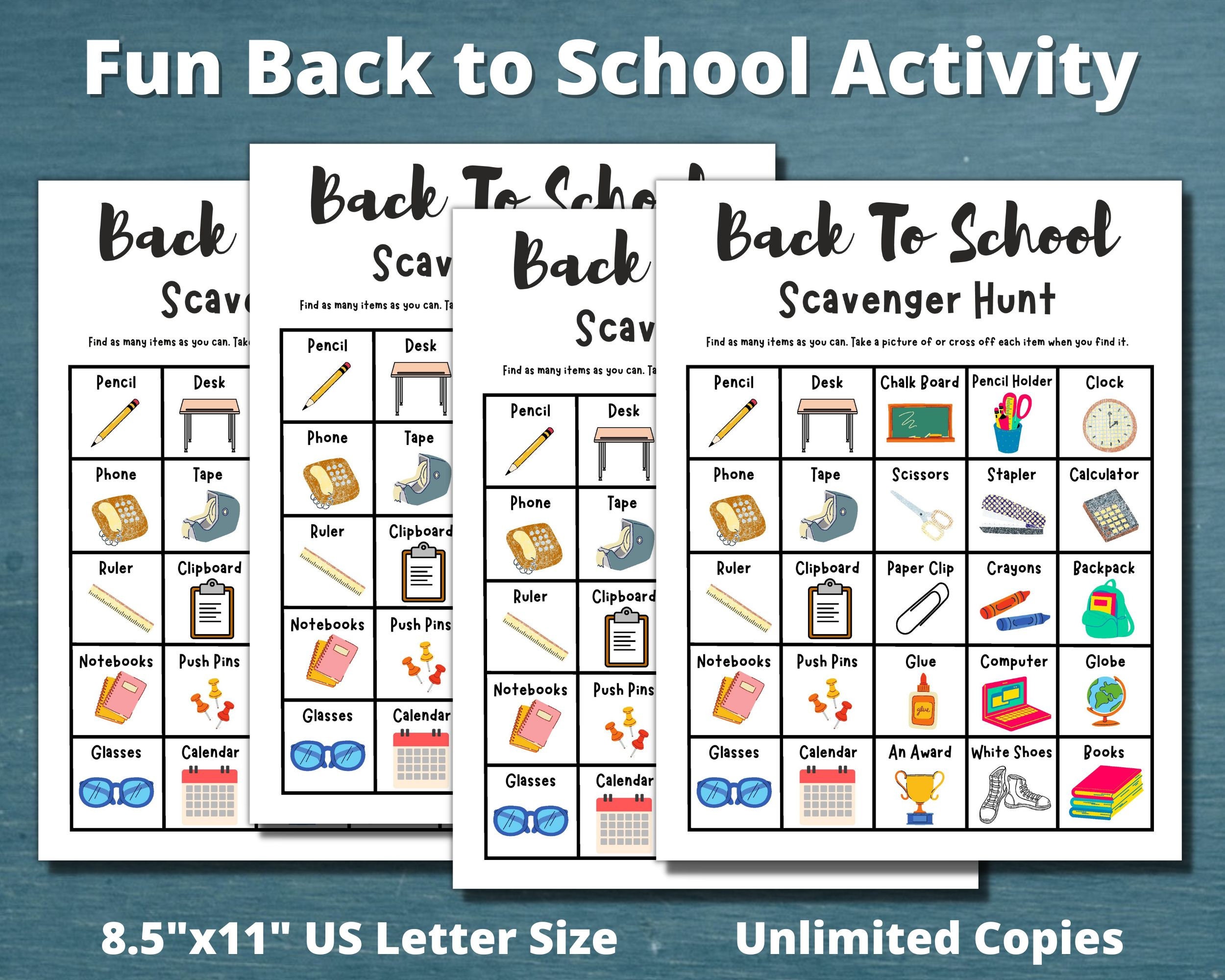Back to School Scavenger Hunt Printable Game for Kids - Etsy