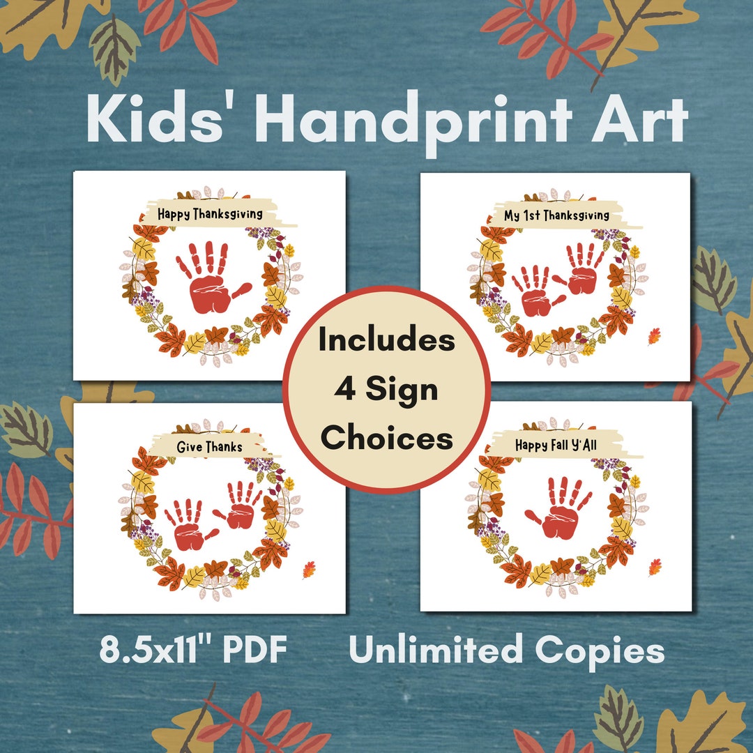 Kids Handprint Art Daycare Printable, Fall DIY Handprint Craft Bundle ...