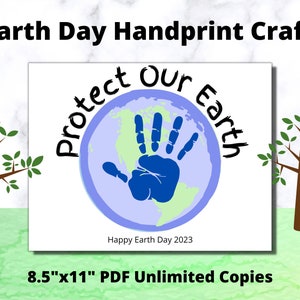 Earth Day Handprint Craft Happy Earth Day Kids Art Handprint - Etsy