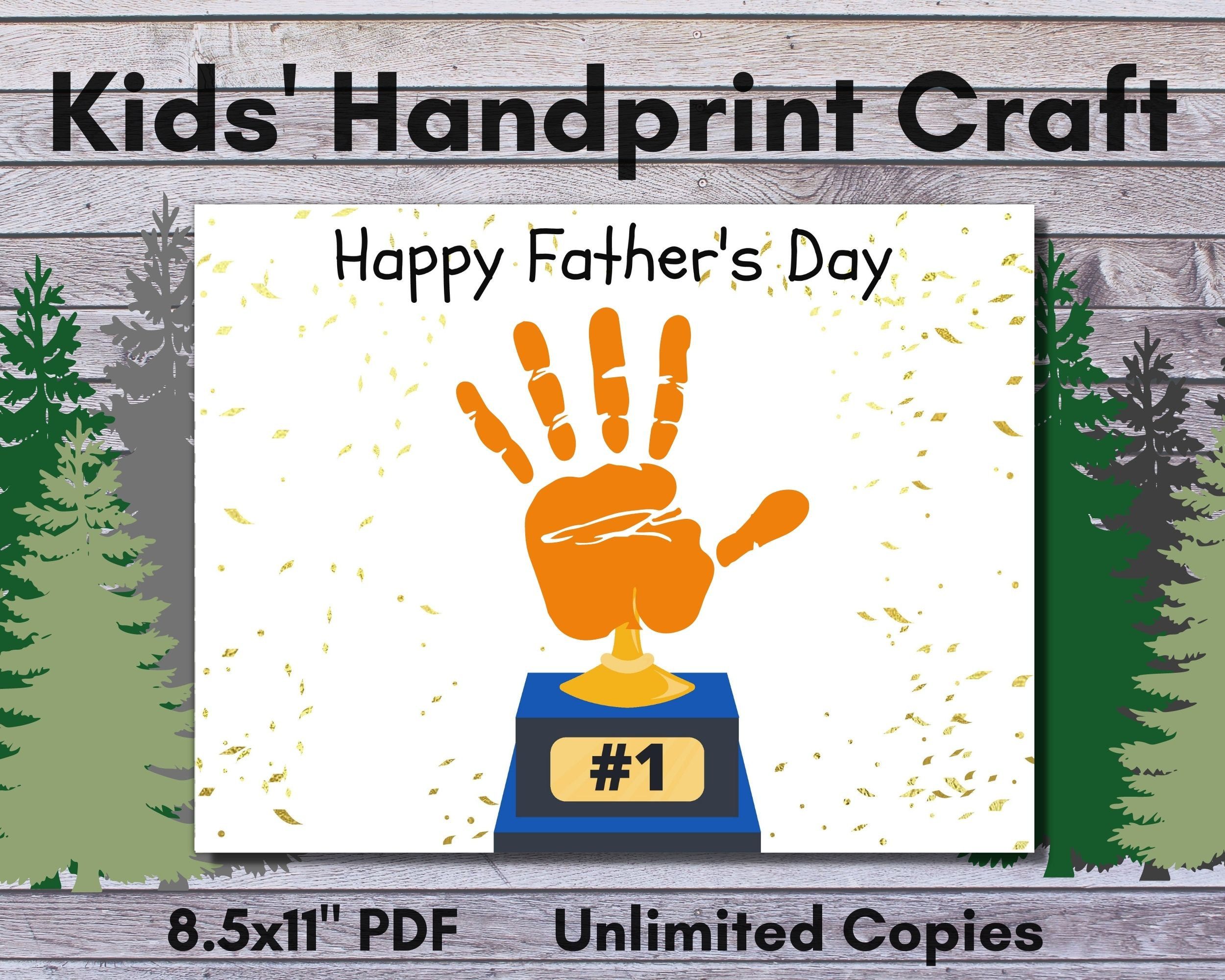 Father's Day Handprint Craft, Kids Handprint Keepsake Craft for DAD ...