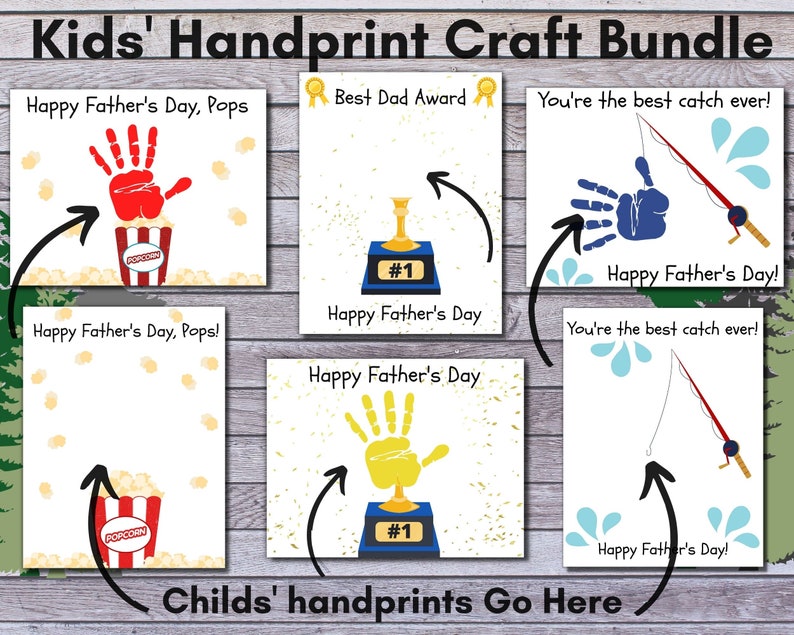 Father's Day Kids Handprint Craft Bundle, Keepsake Craft for Dad ...