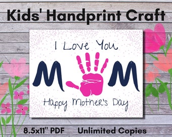 Printable Mother's Day Handprint Craft, Kids Handprint Activity ...