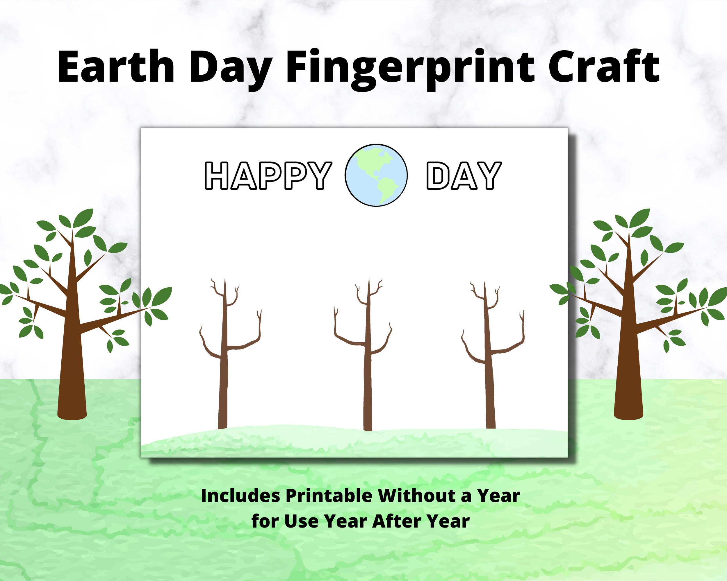 Earth Day Fingerprint Craft, Earth Day Art Craft for Kids, Fingerprint ...