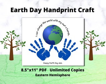 Earth Day Kids Handprint Craft, Earth Day Art for Kids, Handprint Craft ...