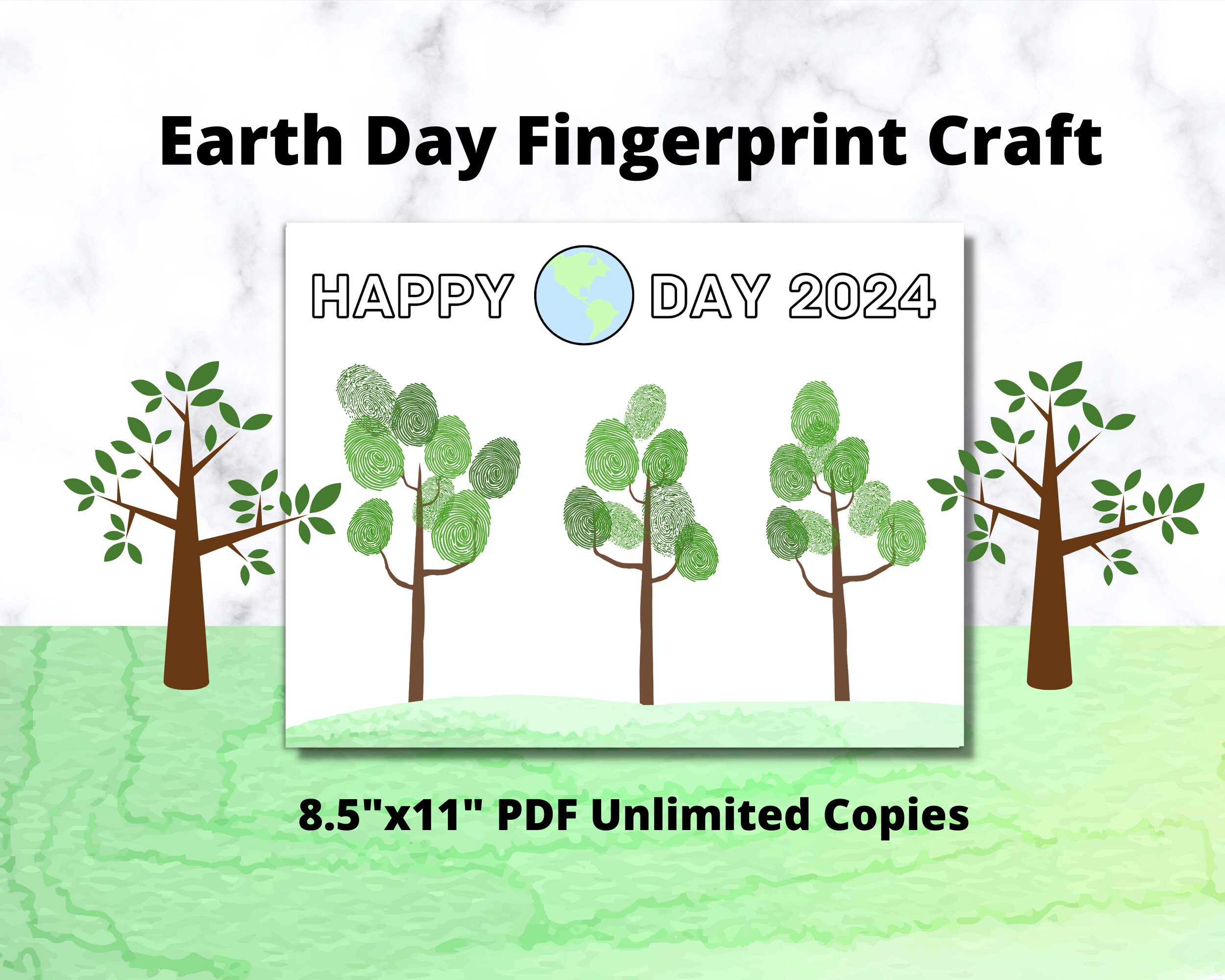 Earth Day Fingerprint Craft, Earth Day Art Craft for Kids, Fingerprint ...