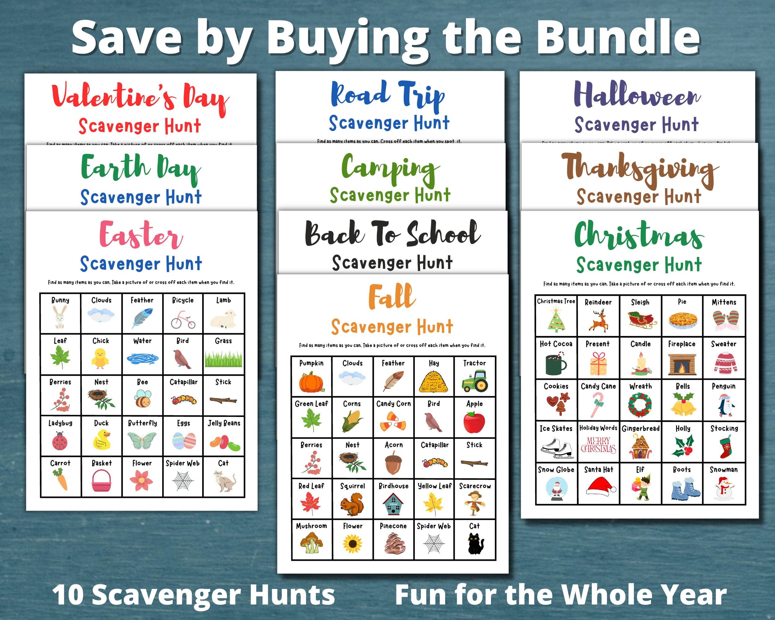 Scavenger Hunt Game Bundle for Kids, Scavenger Hunt Activity, Holiday ...