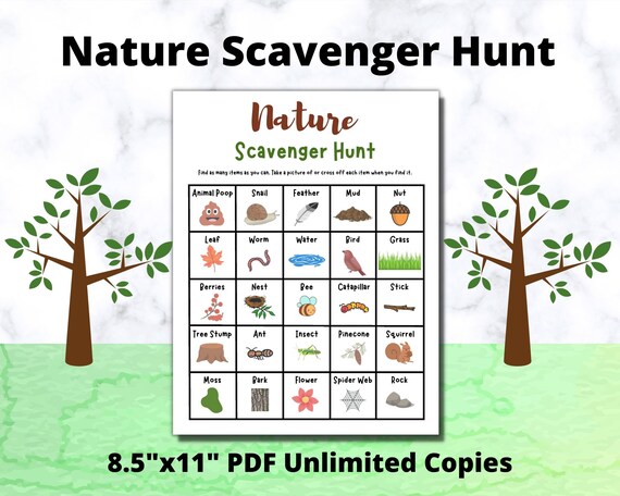 Nature Scavenger Hunt Outdoor Scavenger Hunt Scavenger Hunt - Etsy