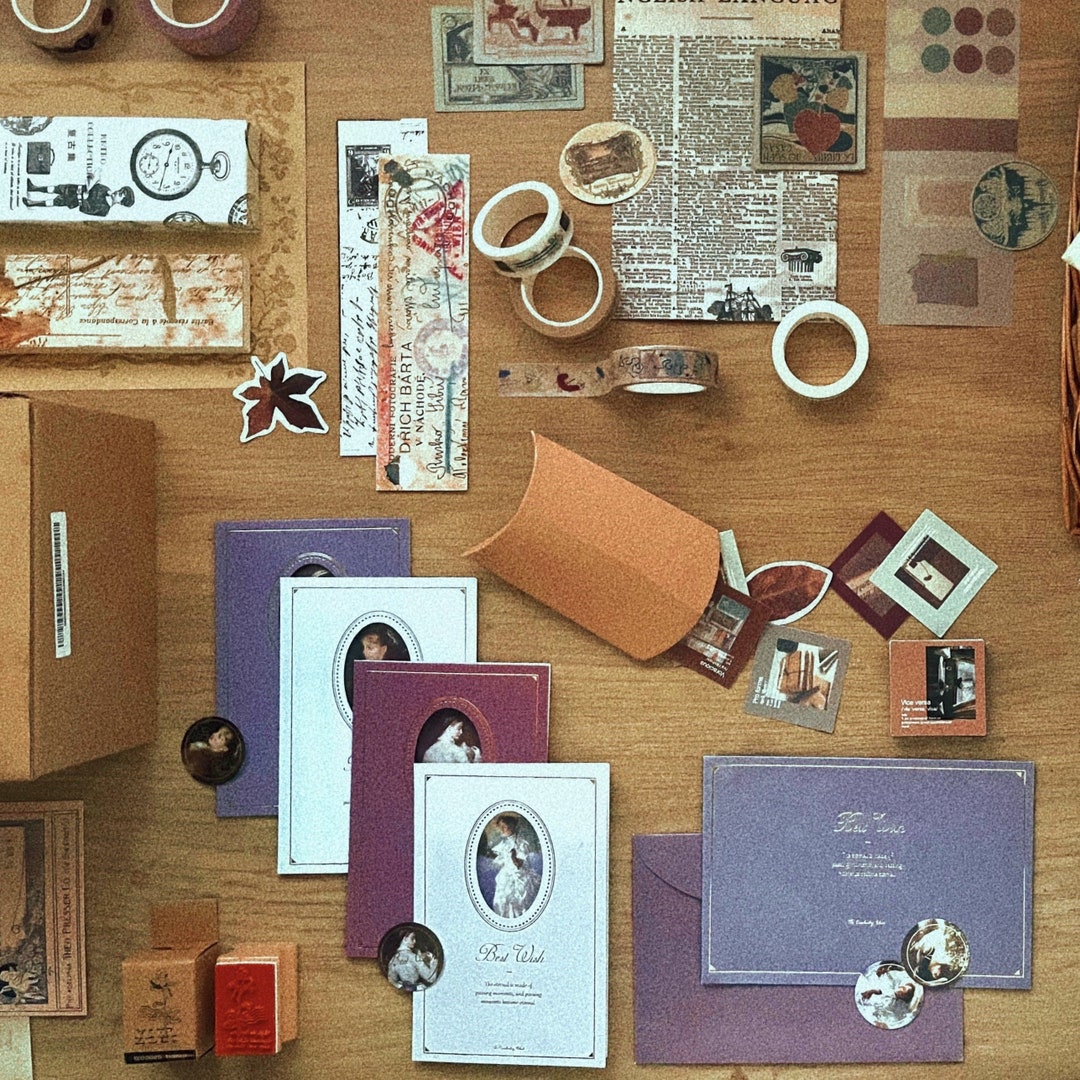 Vintage Stationery Box | Gift Box Brown Aesthetic Stationeries for ...
